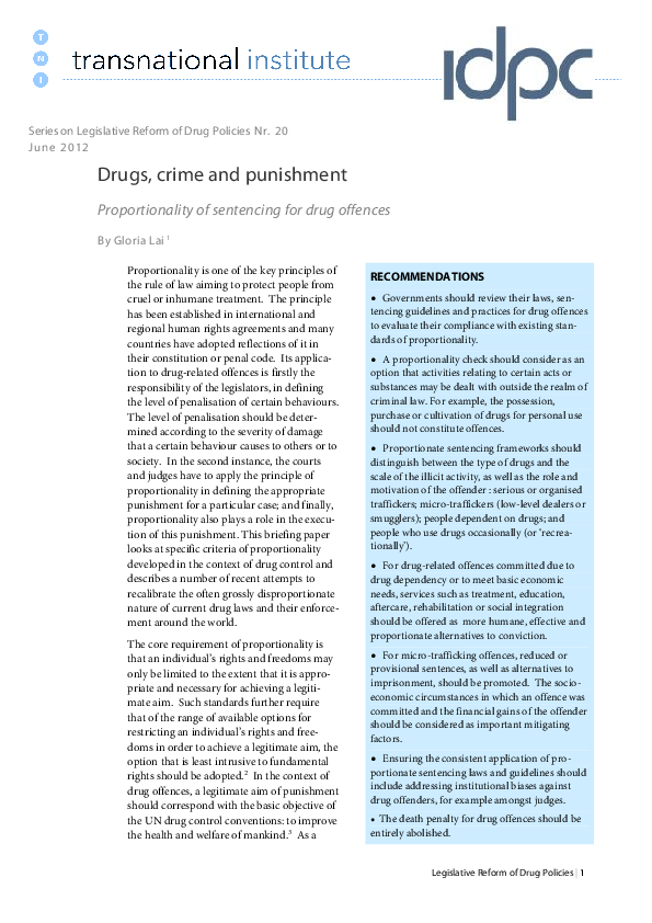 (PDF) Drugs, Crime and Punishment - Proportionality of Sentencing for ...