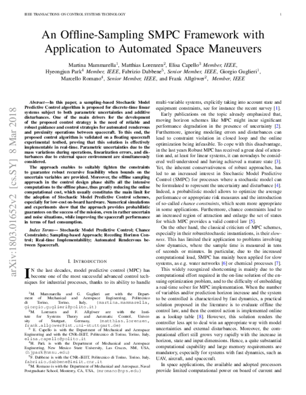 (PDF) An Offline-Sampling SMPC Framework With Application to Autonomous Space Maneuvers
