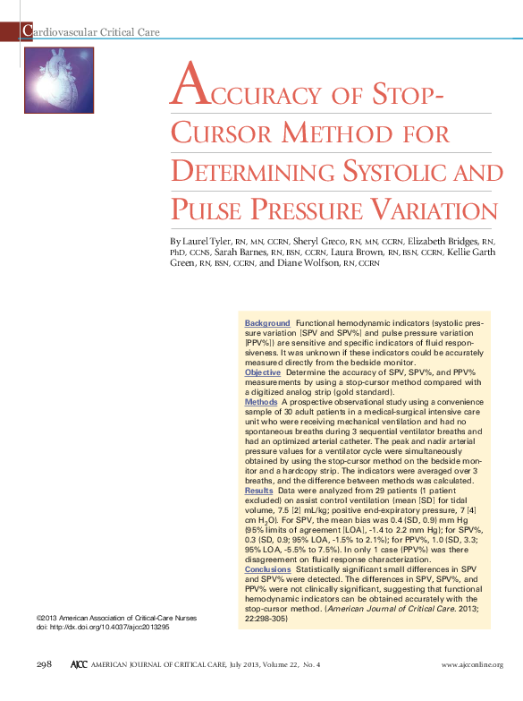 (PDF) Accuracy of Stop-Cursor Method for Determining Systolic and Pulse ...
