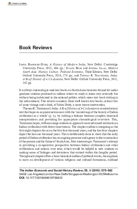 (PDF) Book review: Ishita Banerjee-Dube, A History of Modern India ...