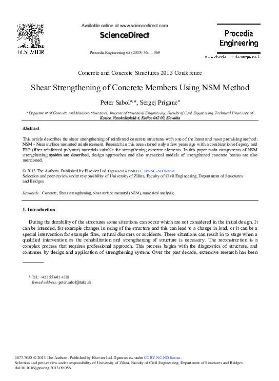 (PDF) Shear Strengthening of Concrete Members Using NSM Method