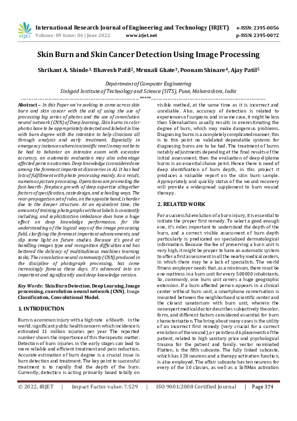 (PDF) Skin Burn and Skin Cancer Detection Using Image Processing