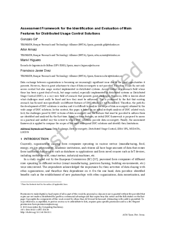 (PDF) Assessment Framework for the Identification and Evaluation of Main Features for ...
