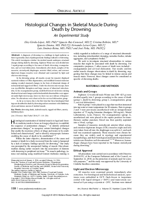 (PDF) Histological Changes in Skeletal Muscle During Death by Drowning ...