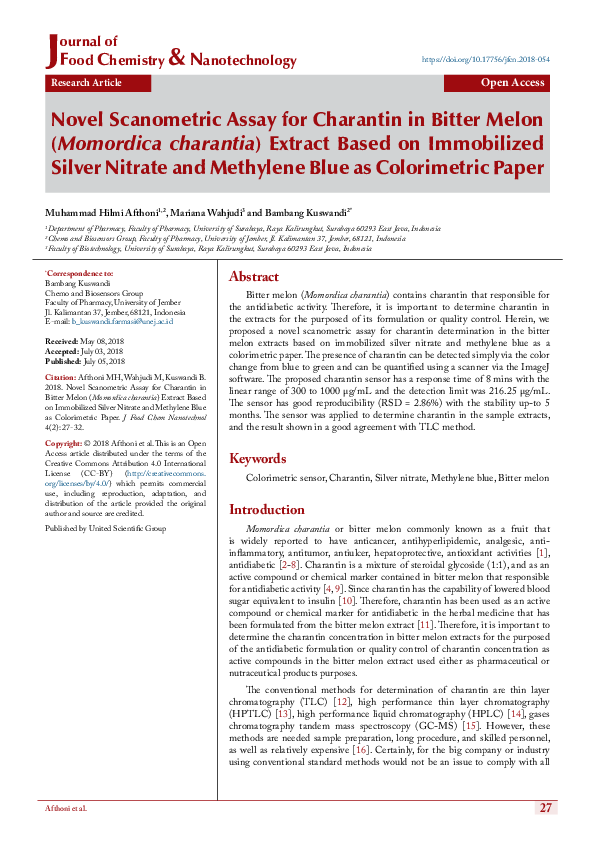 (PDF) 27 Afthoni et al. Novel Scanometric Assay for Charantin in Bitter ...