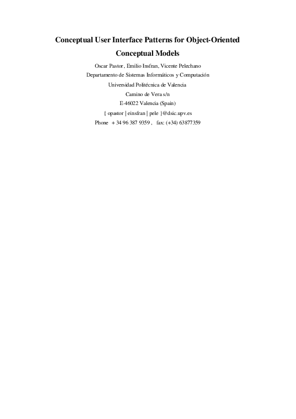 (PDF) Conceptual User Interface Patterns for Object-Oriented Conceptual Models