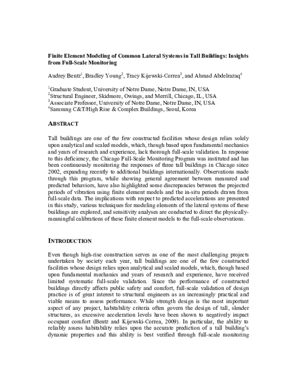 (PDF) Finite Element Modeling of Common Lateral Systems in Tall ...