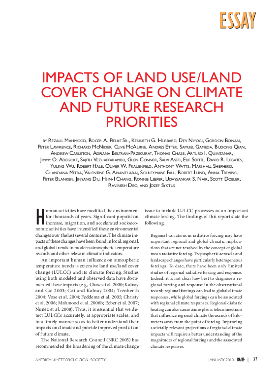 (PDF) Impacts of Land Use/Land Cover Change on Climate and Future ...