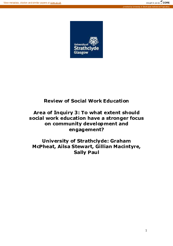 (PDF) Review of Social Work Education : To What Extent Should Social ...