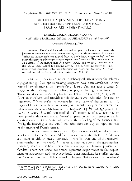 (PDF) Self-Reported Adjustment of Teenagers at Soccer Training Centers ...