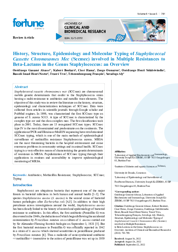 (PDF) History, Structure, Epidemiology and Molecular Typing of Staphylococcal Cassette ...