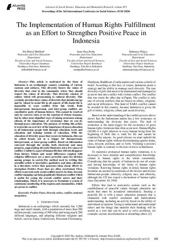 (PDF) The Implementation of Human Rights Fulfillment as an Effort to ...