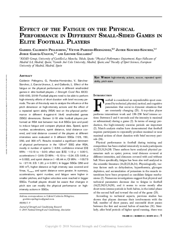 (PDF) Effect of the Fatigue on the Physical Performance in Different ...