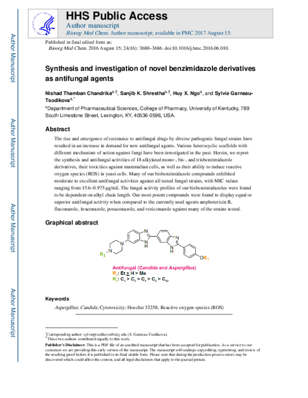 (PDF) Synthesis and investigation of novel benzimidazole derivatives as ...