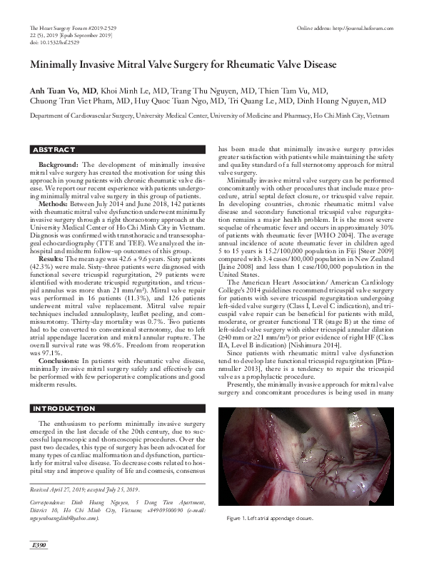 (PDF) Concomitant Tricuspid Valve Repair in Minimally Invasive Mitral Valve Surgery