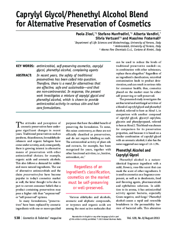 (PDF) Caprylyl Glycol/Phenethyl Alcohol Blend for Alternative ...