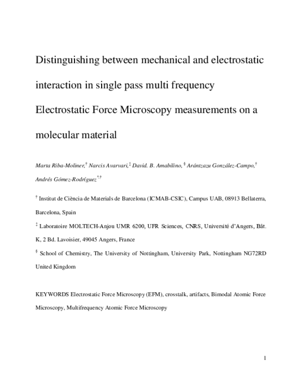 (PDF) Distinguishing between Mechanical and Electrostatic Interaction in Single Pass Multi ...