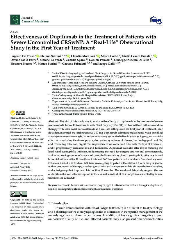 (PDF) Effectiveness of Dupilumab in the Treatment of Patients with ...