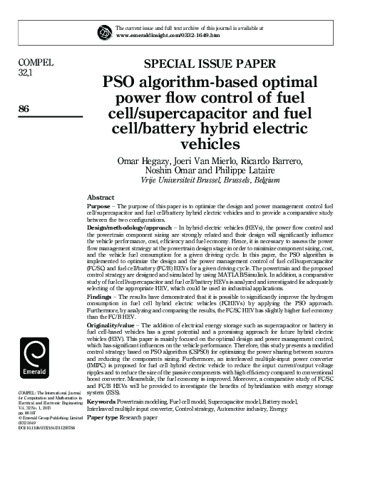 (PDF) PSO algorithm‐based optimal power flow control of fuel cell/supercapacitor and fuel cell ...