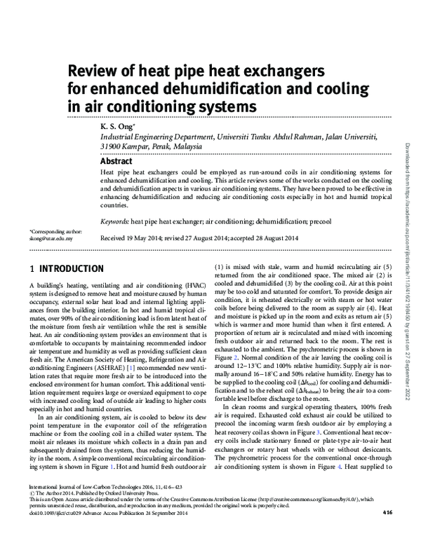 (PDF) Review of heat pipe heat exchangers for enhanced dehumidification and cooling in air ...
