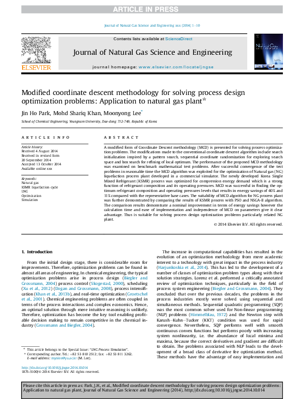 Pdf Mcd Method For Optimizing Natural Gas Plants 