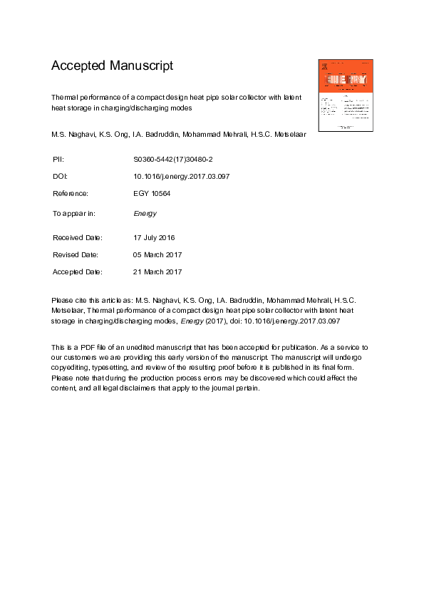 Pdf Thermal Performance Of A Compact Design Heat Pipe Solar Collector