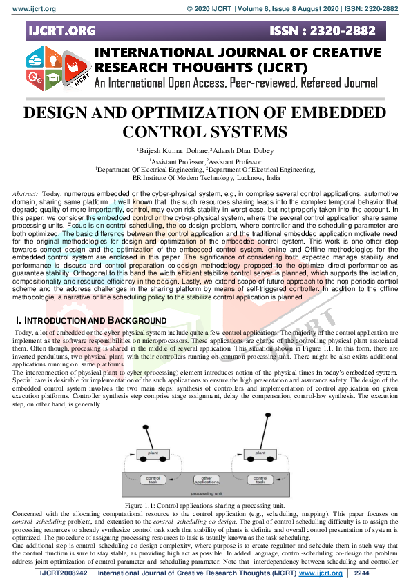 Pdf Design And Optimization Of Embedded Control Systems