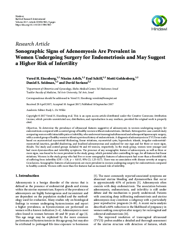 (PDF) Sonographic Signs of Adenomyosis Are Prevalent in Women ...