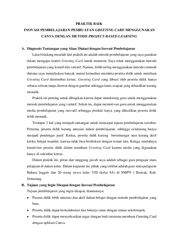 (PDF) PRAKTIK BAIK: INOVASI PEMBELAJARAN PEMBUATAN GREETING CARD ...