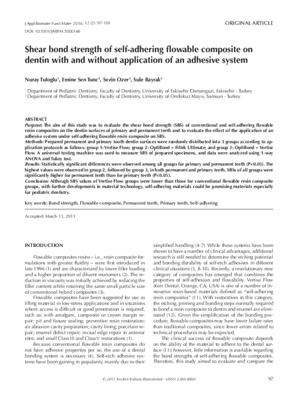 (PDF) Shear bond strength of a self-adhering flowable composite when ...