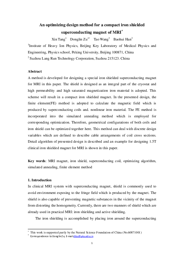 (PDF) An optimizing design method for a compact iron shielded ...