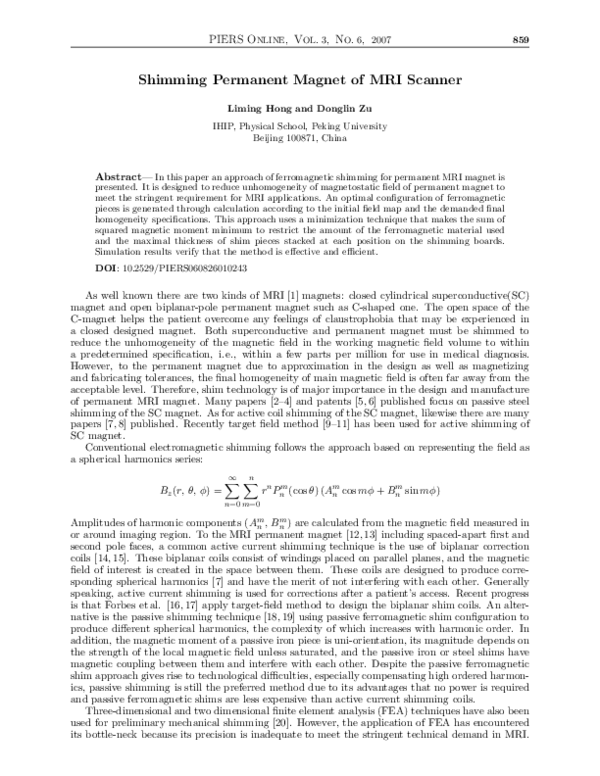 (PDF) Shimming Permanent Magnet Of MRI Scanner
