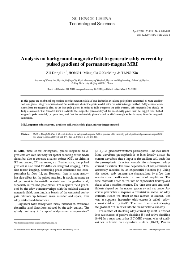 (PDF) Analysis on background magnetic field to generate eddy current by ...