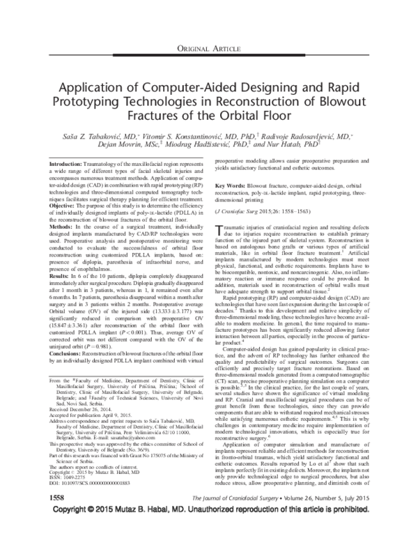 (PDF) Application of Computer-Aided Designing and Rapid Prototyping Technologies in ...