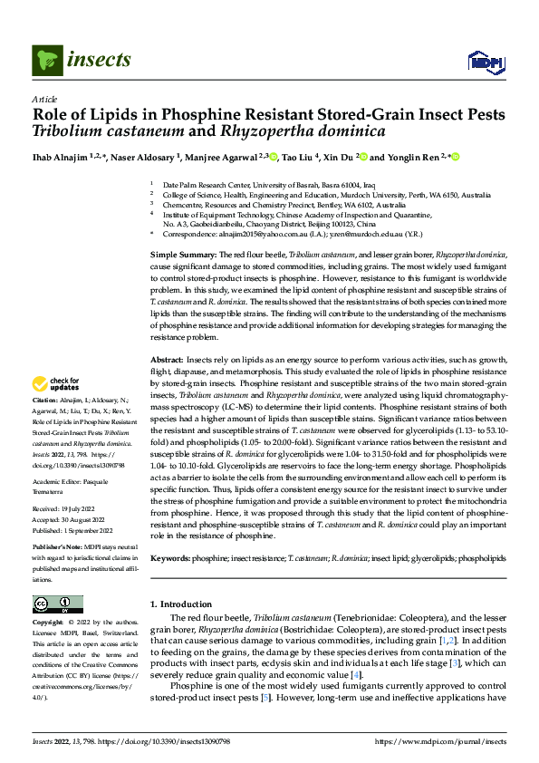 (PDF) Role of Lipids in Phosphine Resistant Stored-Grain Insect Pests ...