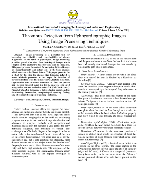 (PDF) Thrombus Detection from Echocardiographic Images Using Image Processing Techniques ...
