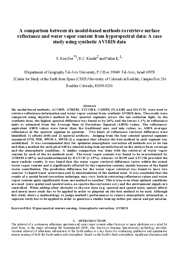 Pdf A Comparison Between Six Model Based Methods To Retrieve Surface
