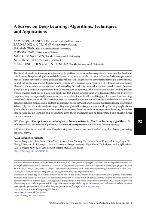 (PDF) A Survey on Deep Learning