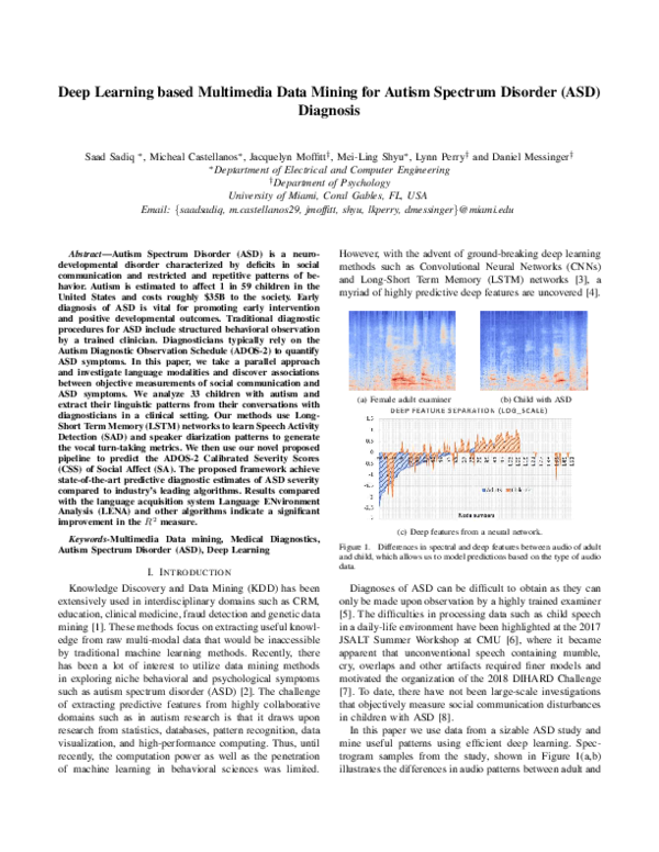 Pdf Deep Learning Based Multimedia Data Mining For Autism Spectrum Disorder Asd Diagnosis