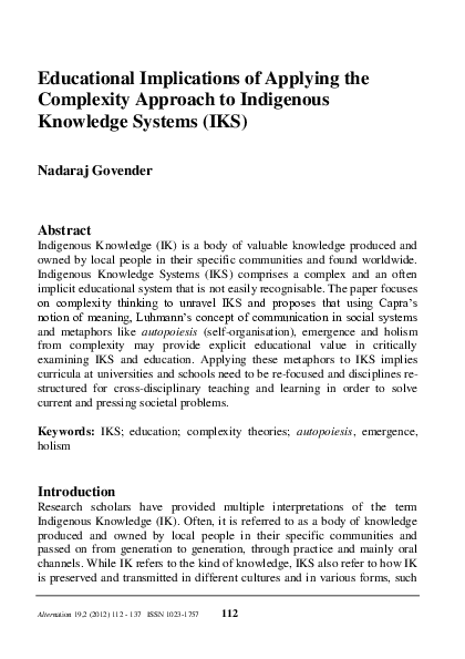 (PDF) Educational Implications of Applying the Complexity Approach to ...