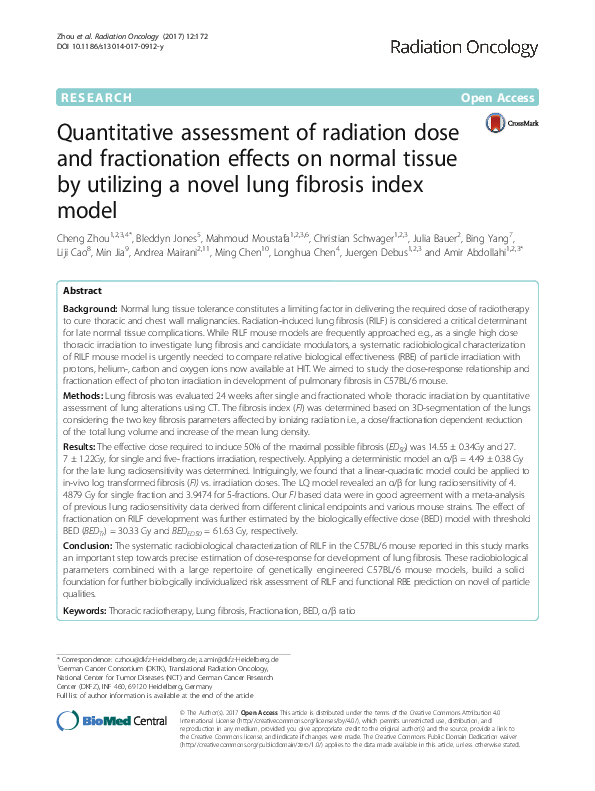 (PDF) Quantitative assessment of radiation dose and fractionation effects on normal tissue by ...
