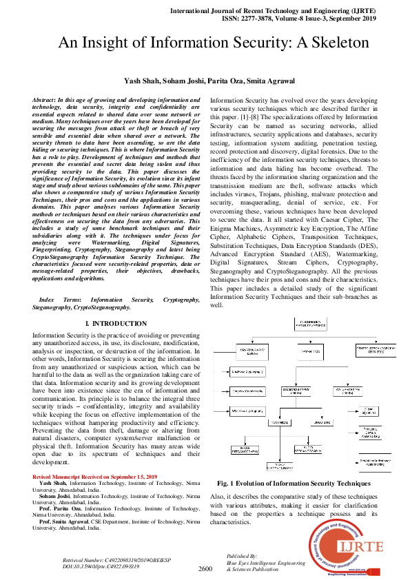 (PDF) An Insight of Information Security: A Skeleton