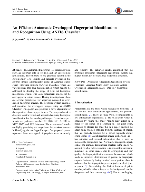 (PDF) An Efficient Automatic Overlapped Fingerprint Identification and Recognition Using ANFIS ...