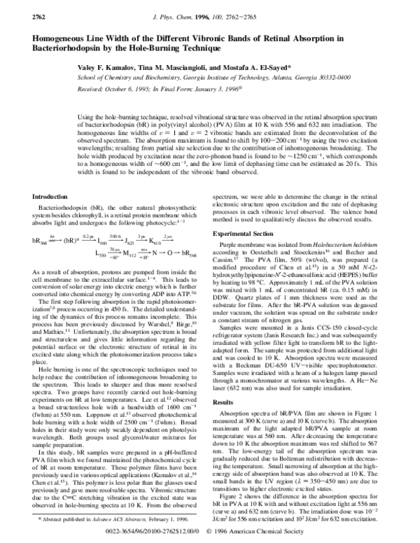 (PDF) Homogeneous Line Width of the Different Vibronic Bands of Retinal ...