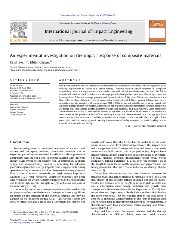 (PDF) An experimental investigation on the impact response of composite ... (PDF) An experimental investigation on the impact response of composite ...