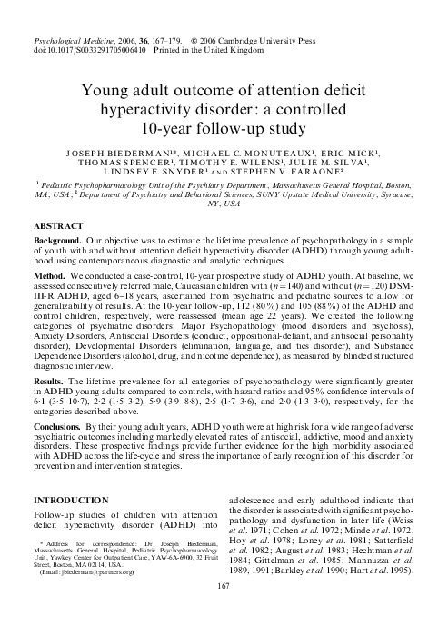 (PDF) Young adult outcome of attention deficit hyperactivity disorder ...