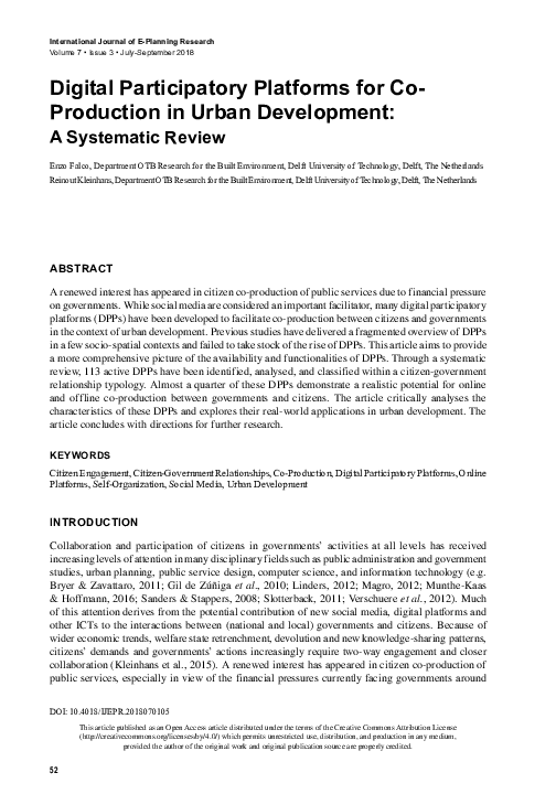 (PDF) Digital Participatory Platforms for Co-Production in Urban ...