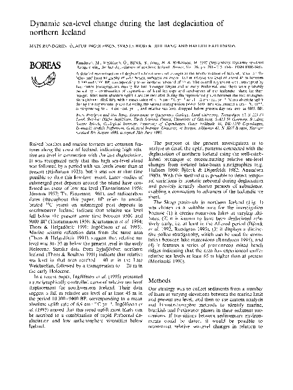 (PDF) Dynamic sea-level change during the last deglaciation of northern Iceland