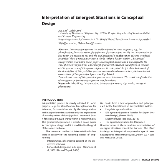 (PDF) Interpretation of Emergent Situations in Conceptual Design