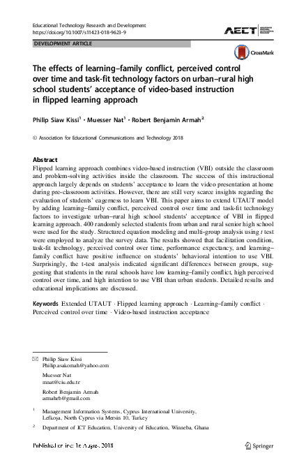 (PDF) The effects of learning–family conflict, perceived control over time and task-fit ...